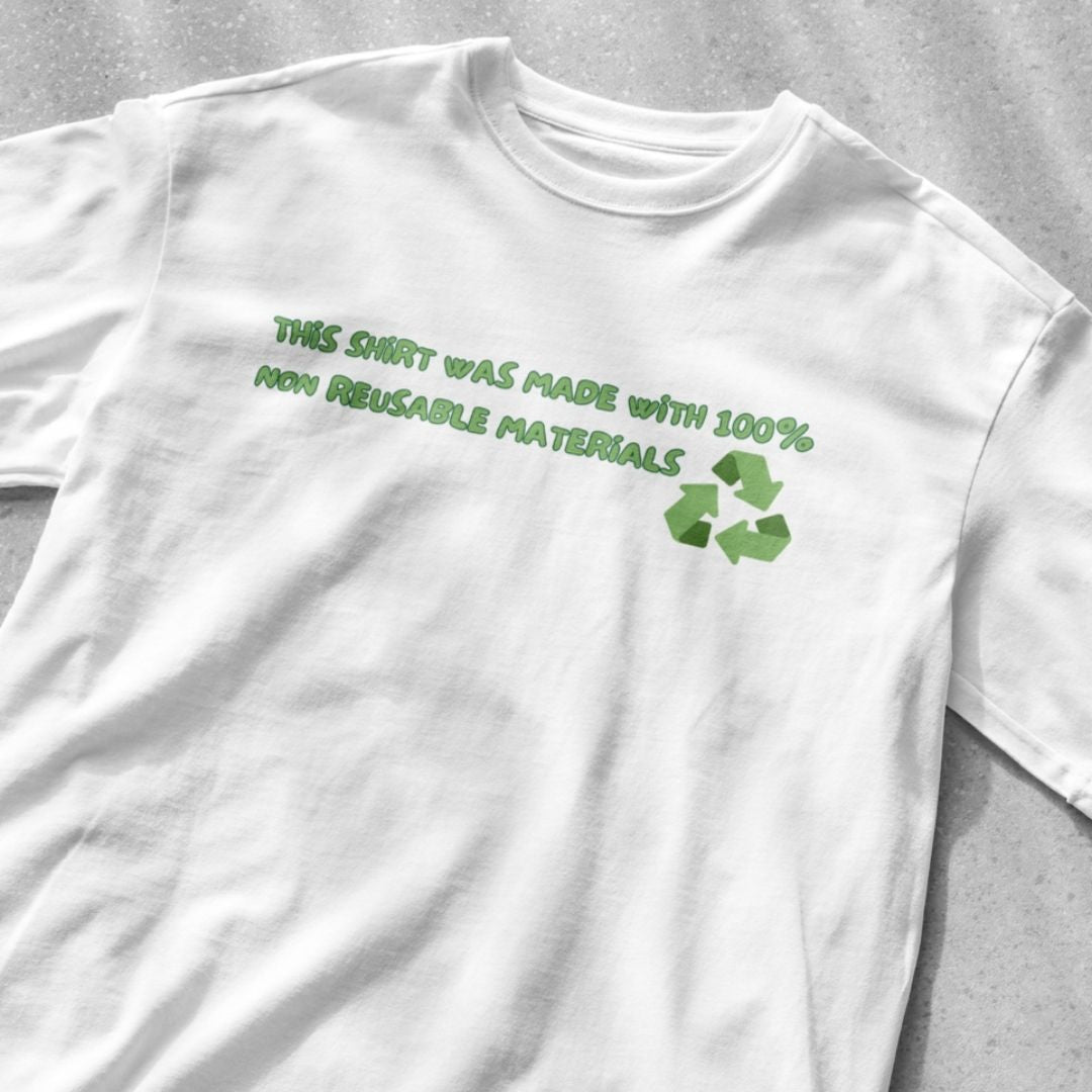 This Shirt was made with 100% non reusable materials - Unisex Heavy Co